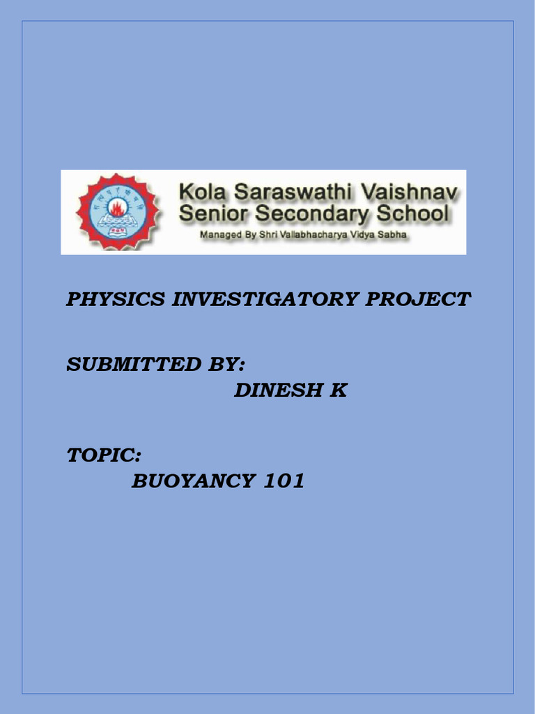 Physics Investigatory Project Dinesh | PDF