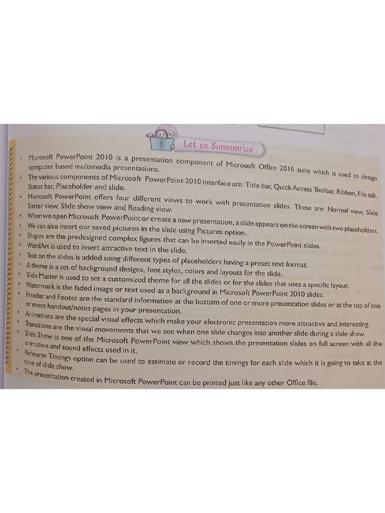 Microsoft Powerpoint Notes, Question and Answer Class 9th | PDF