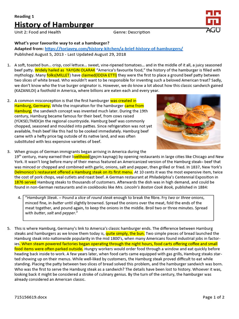 R1 208 History of Hamburger TEXT | PDF