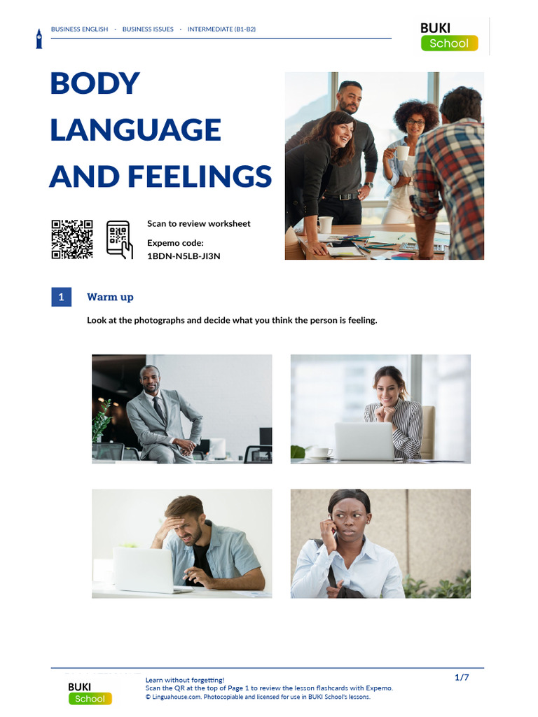 Body Language and Feelings British English Teacher | Download Free PDF | Body Language ...