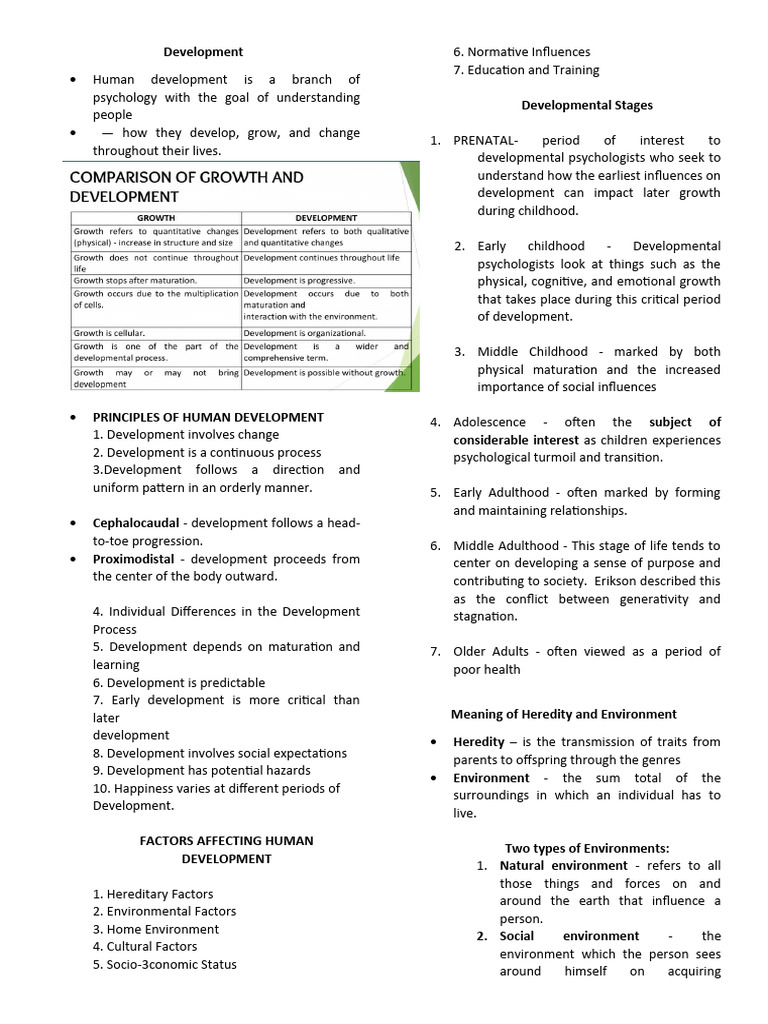 Development | PDF | Developmental Psychology | Nature Versus Nurture