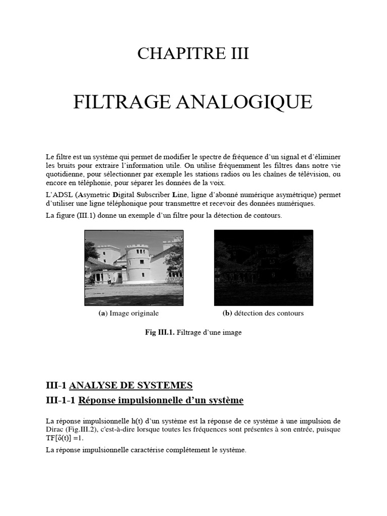 Filtrage Analogique et Systèmes Linéaires | PDF | Filtre (électronique ...