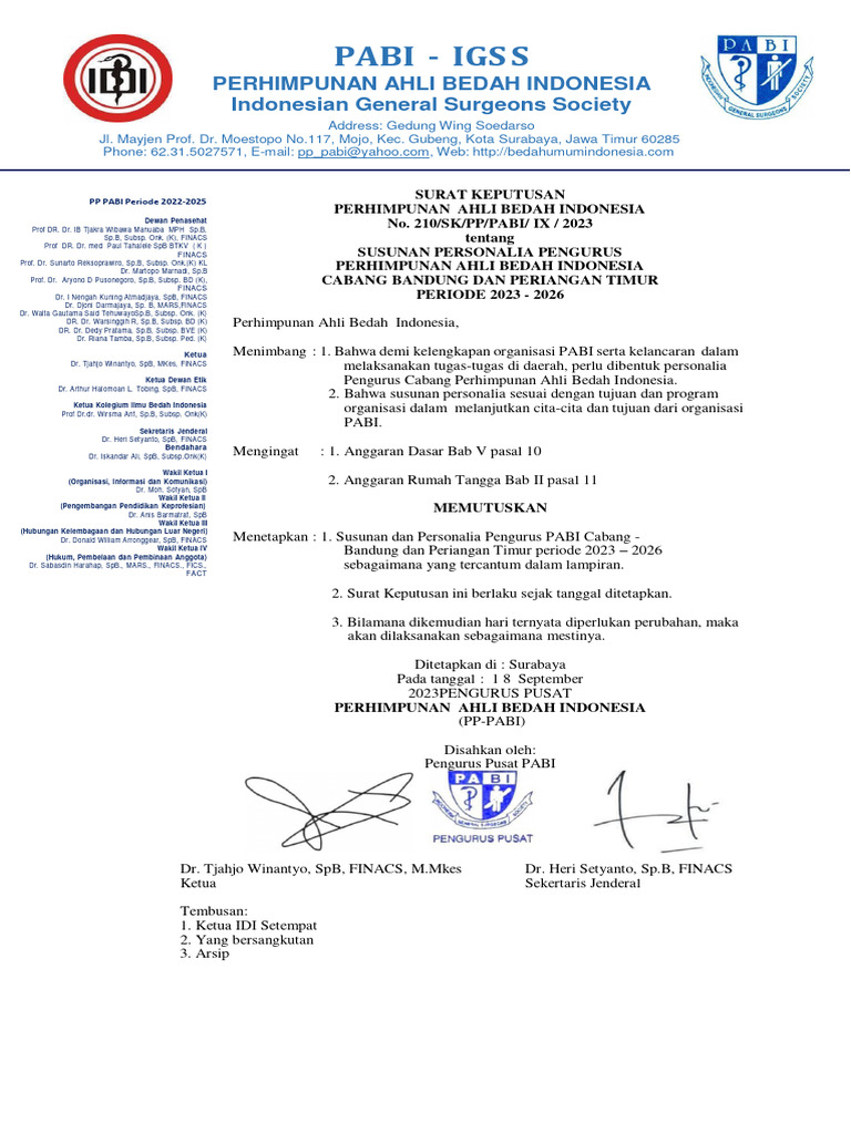 Susunan Pengurus PABI 2023-2026 | PDF