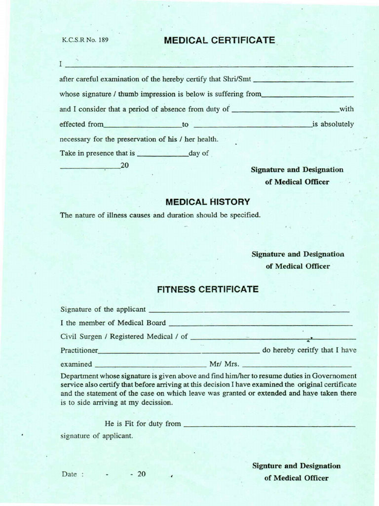 Medical Certificate | PDF