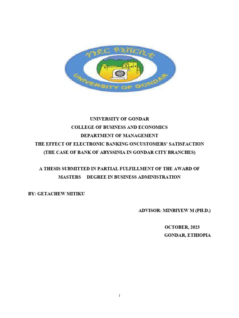 Getachew Final Edited | PDF | Customer Satisfaction | Banks