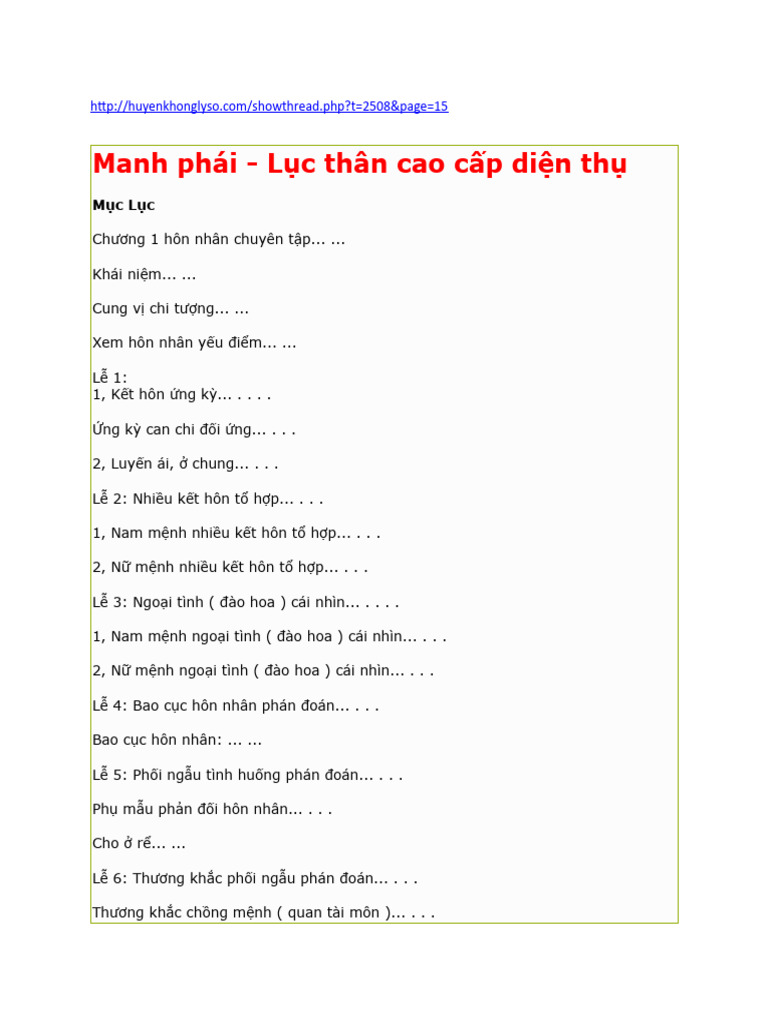 MANH PHÁI - LỤC THÂN CAO CẤP DIỆN THỤ | PDF