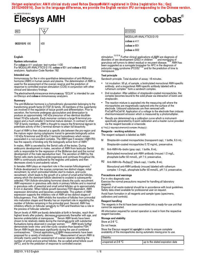 Annex 2-2 IFU of Roche | PDF | Detection Limit | Immunoassay