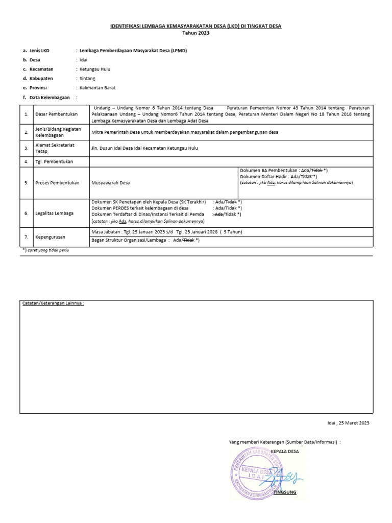 Identifikasi Kelembagaan-Lkd | PDF