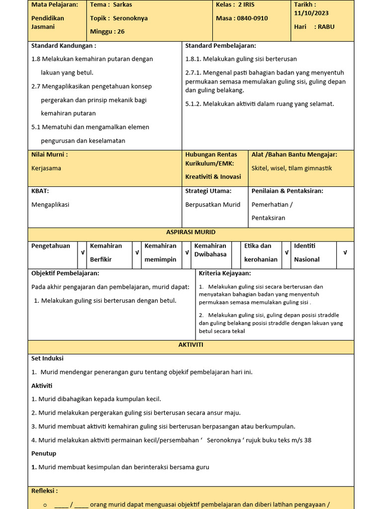 RPH PJ TAHUN 2 2023 M24 at ARAS | PDF