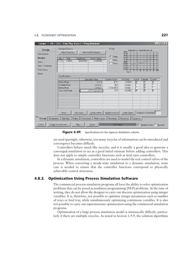 Specifications For The Rigorous Distillation Column | PDF