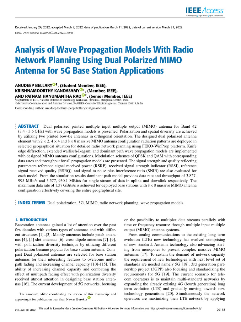 5G Analysis of Wave Propagation Models With Radio Network Planning Using Dual Polarized MIMO ...