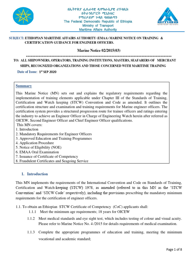 MARINE NOTICE 2-2015 (2) Final Edited Version | PDF | Engineer
