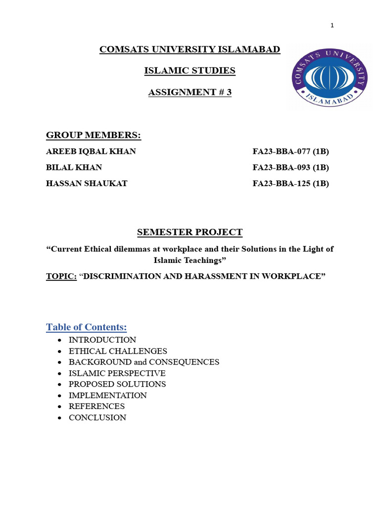 Islamic Studies Project Bba 1b (077, 093, 125) | PDF