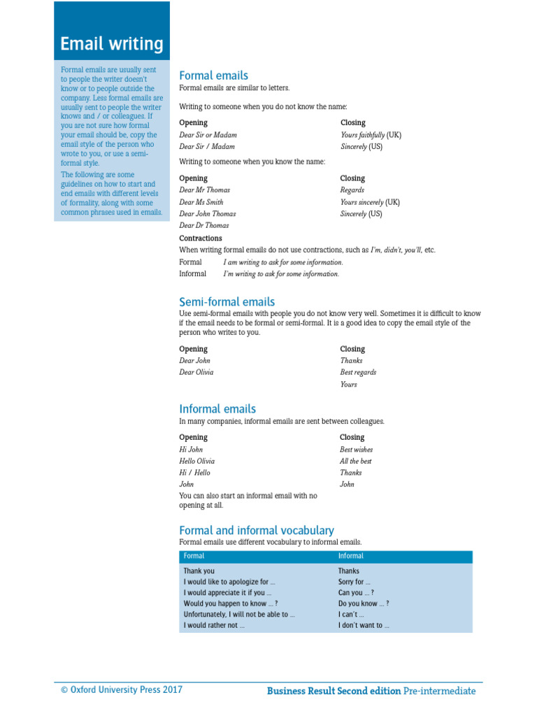 A2 - Writing Email - Structure & Phrases | PDF