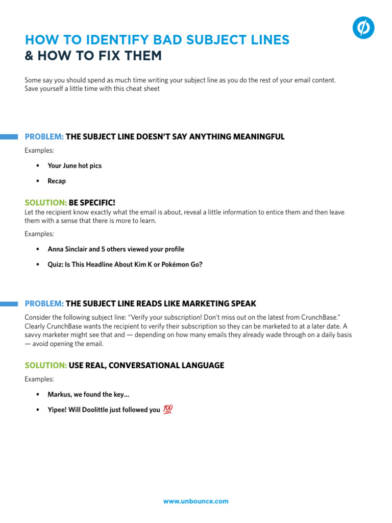 How To Identify Bad Subject Lines | PDF