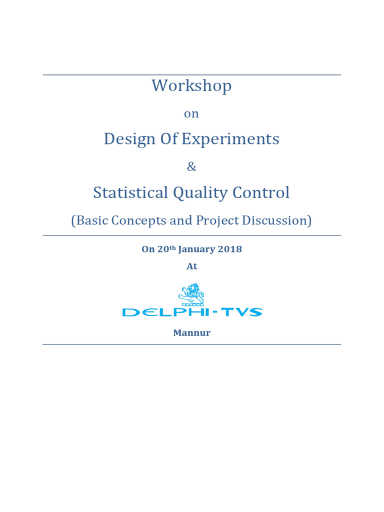 3 DOE & SQC Basic Workshop Course Material | PDF | Analysis Of Variance | Experiment