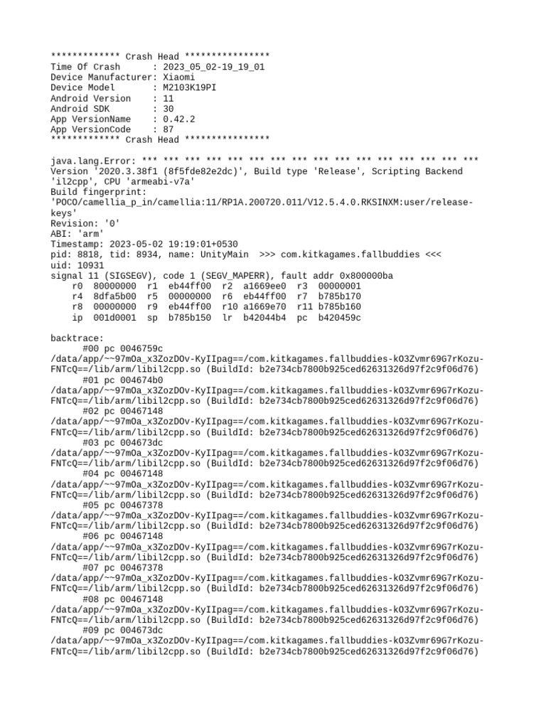 Xiaomi App Crash Report 2023 | PDF | Smart Devices | Embedded Linux