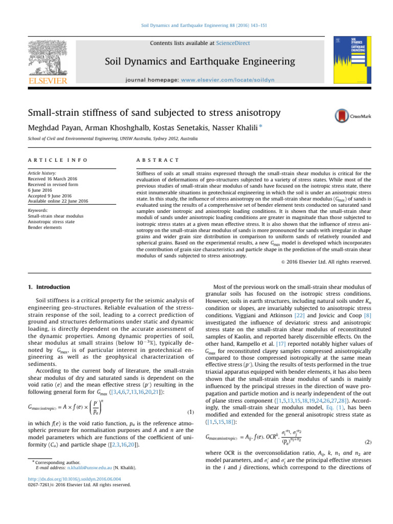 Small Strain Stiffness of Sands - Anisotropy | PDF | Young's Modulus ...