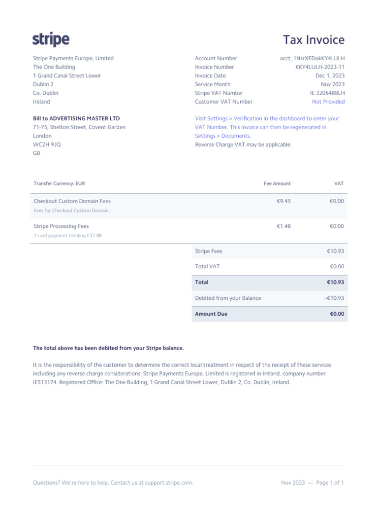 Stripe Tax Invoice | PDF | Invoice | Value Added Tax