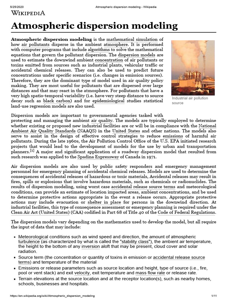 Atmospheric Dispersion Modeling - Wikipedia | PDF | Atmosphere Of Earth | Atmosphere