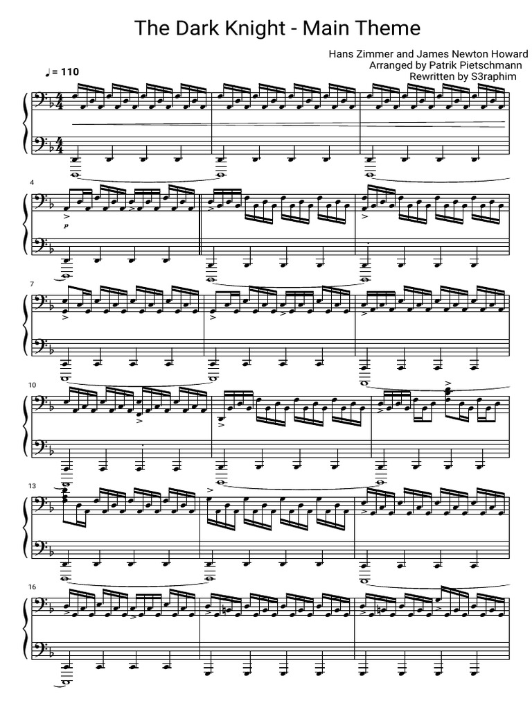 Dark Knight Main Theme Sheet Music | PDF
