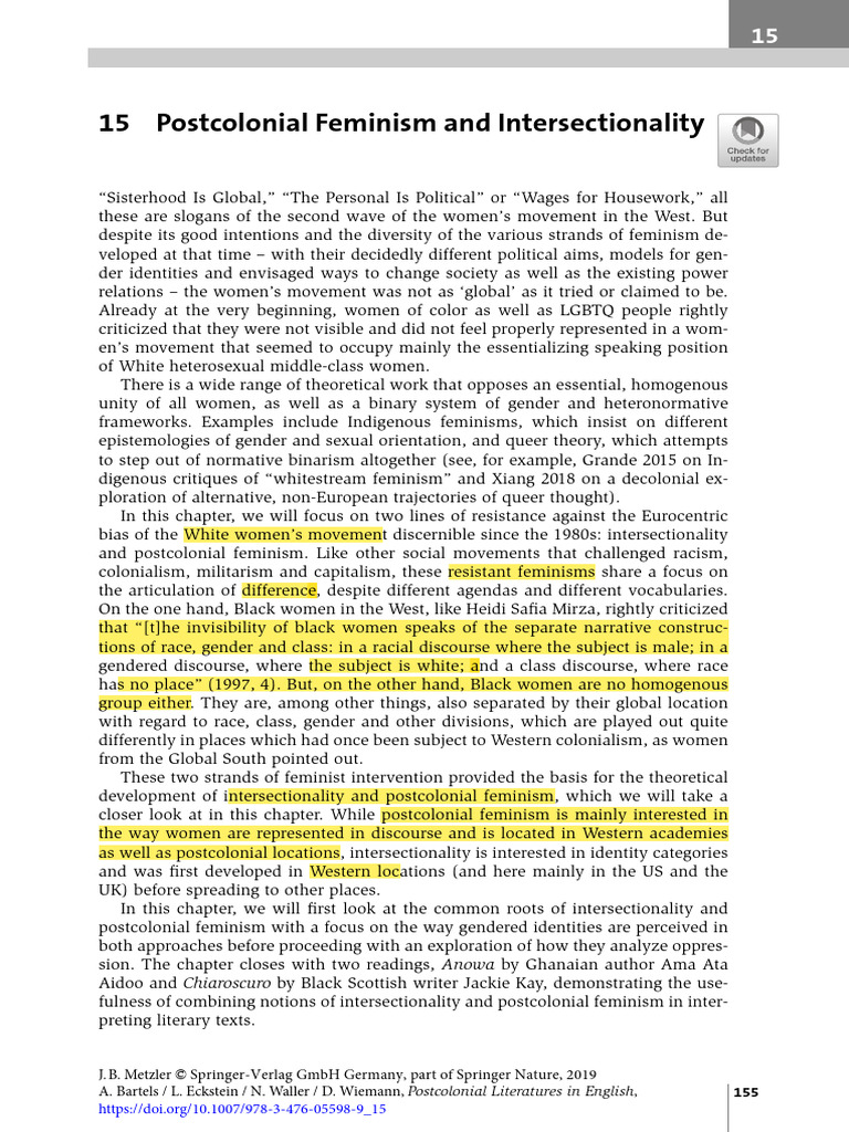15 Postcolonial Feminism and Intersectionality | PDF | Intersectionality | Gender Studies