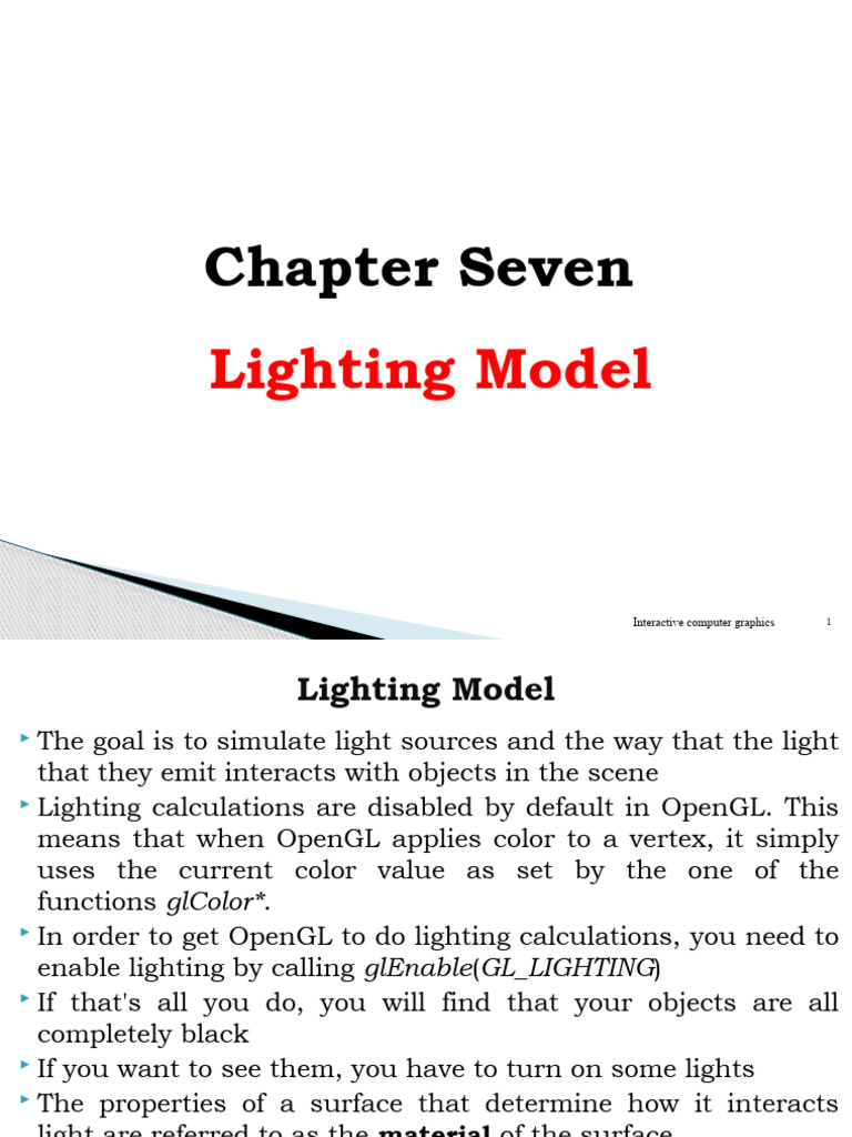 CG - Chapter 7 Lighting | PDF | Computer Science | Computer Graphics
