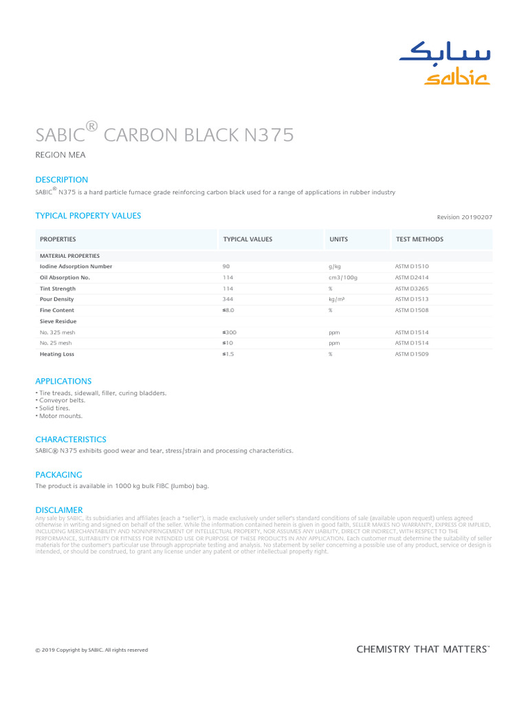 SABIC® Carbon Black - N375 - MEA - Technical - Data - Sheet | Download Free PDF | Tire | Applied ...
