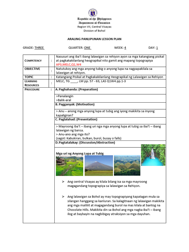 Bohol AP3 Q1 PLP4 Day1-5 v.01 | PDF
