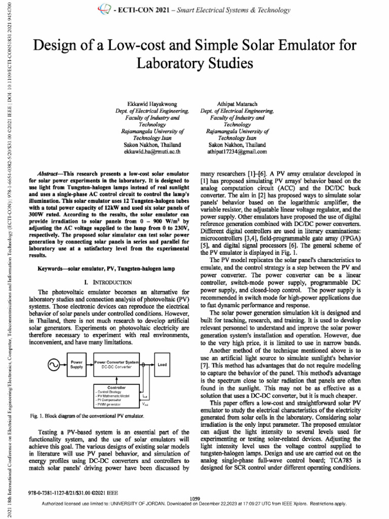 Low-Cost Solar Emulator Design | PDF | Photovoltaics | Solar Power