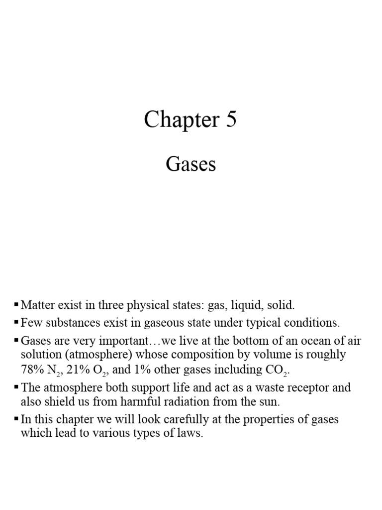 Chapter 5 Gases | Download Free PDF | Pressure | Gases