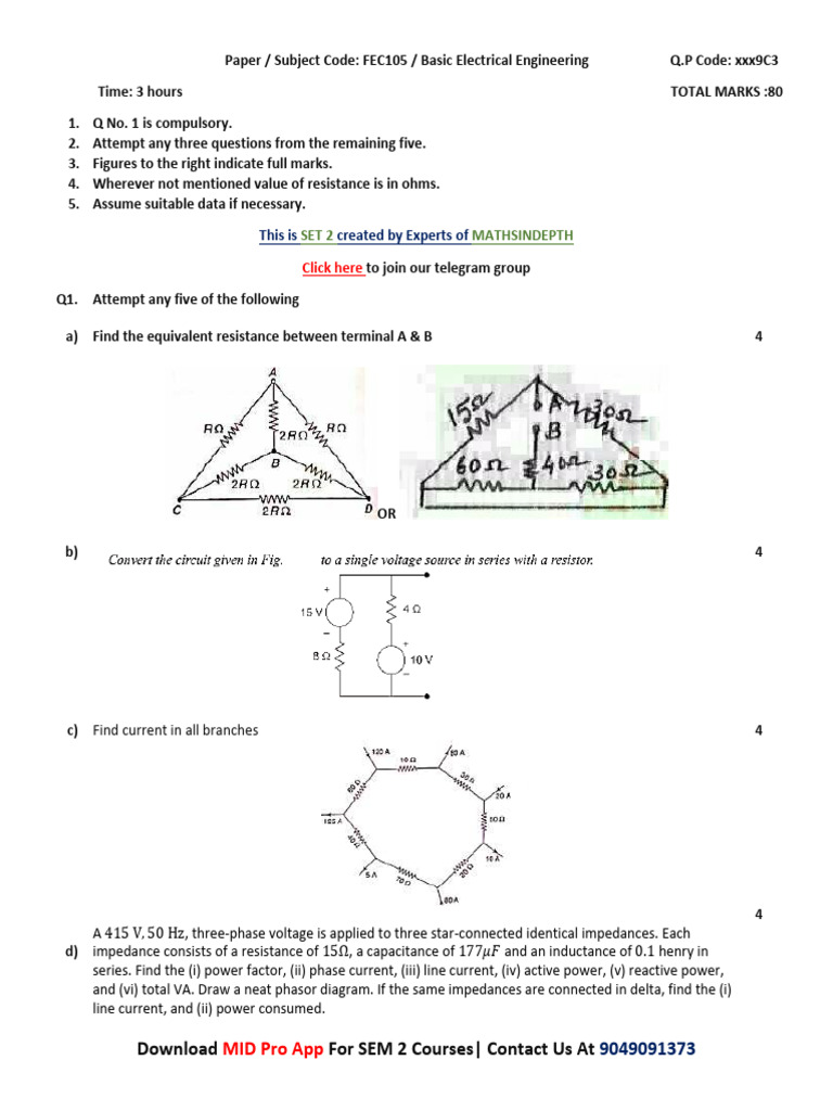 Mid Bee Paper Set 2 | PDF | Electrical Impedance | Transformer