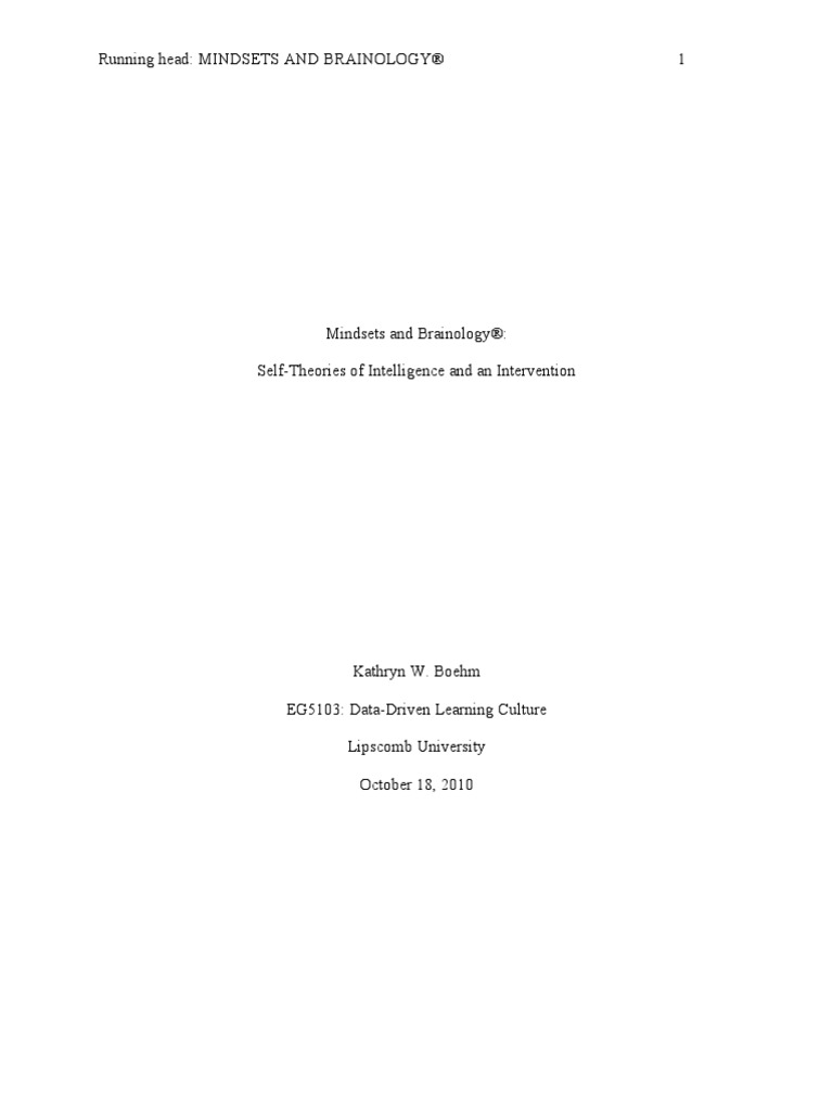 Mindsets and Brainology | PDF | Achievement Gap In The United States ...