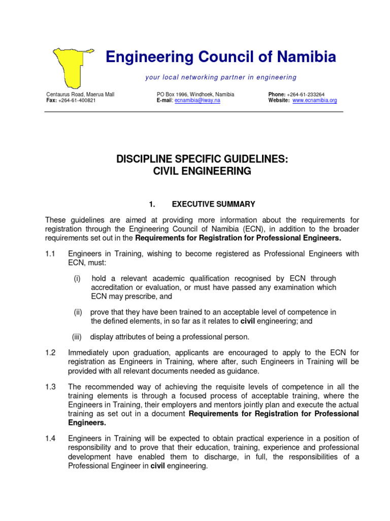 ECN Registration Guidelines for Civil Engineers | PDF | Specification ...