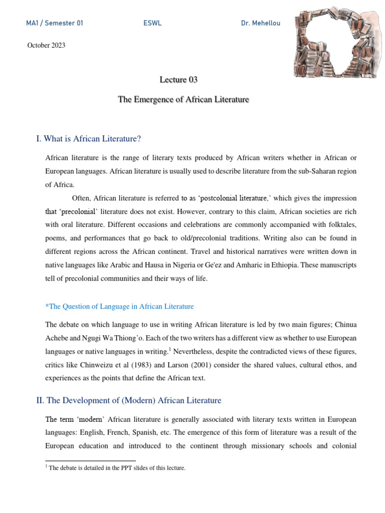 African Literature: Emergence & Evolution | PDF | African Literature ...