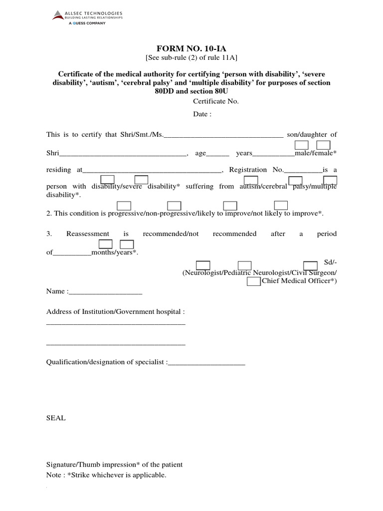 MGS - Form - 10IA Self Declaration | PDF