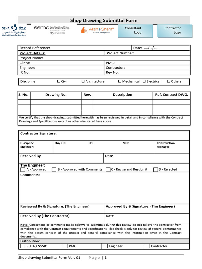 11 Shopdrawing Submittal Form | PDF