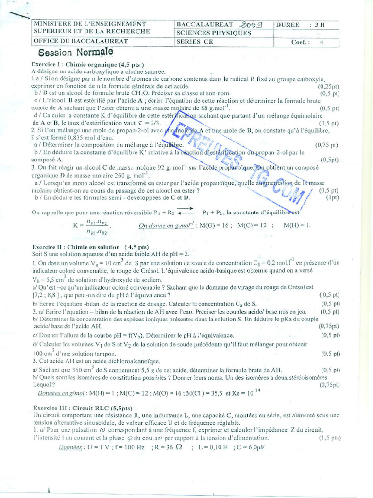 Bac C e Phys 2009 | PDF