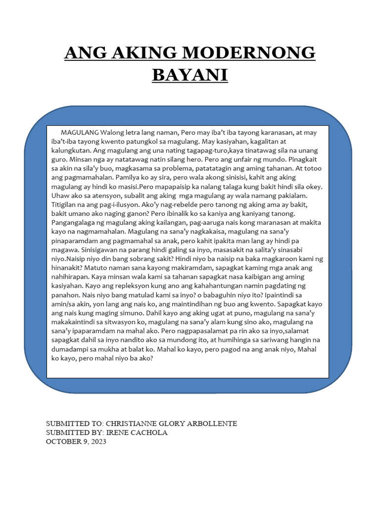 Ang Aking Modernong Bayani | PDF