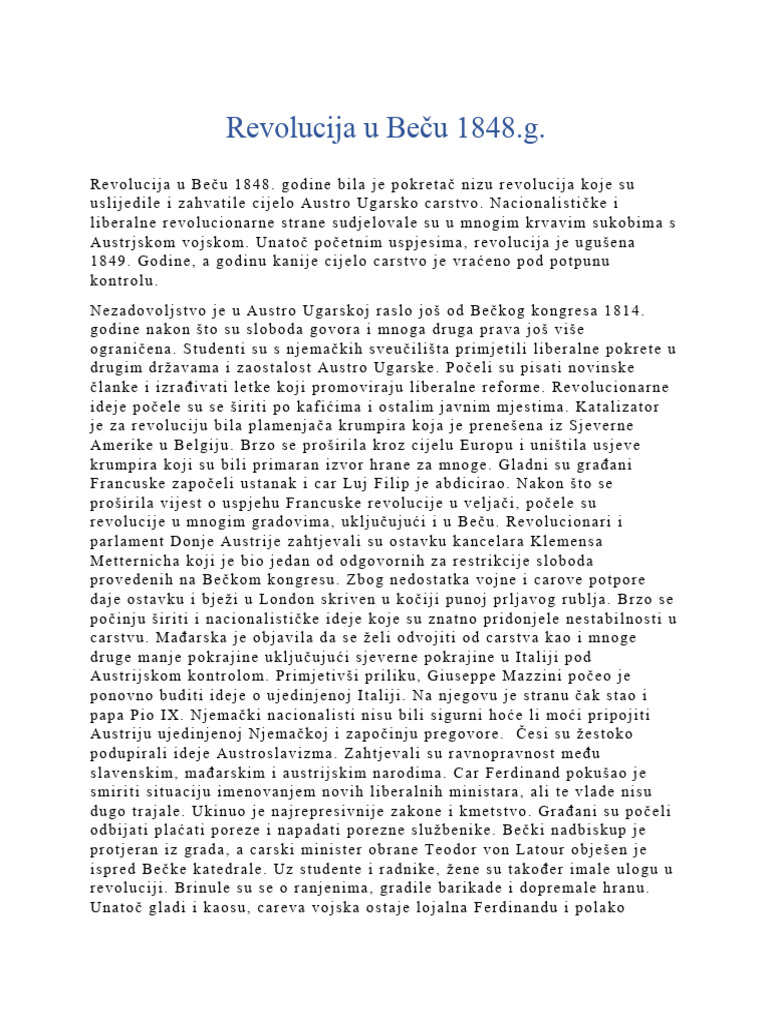 Revolucija U Beču 1848 | PDF