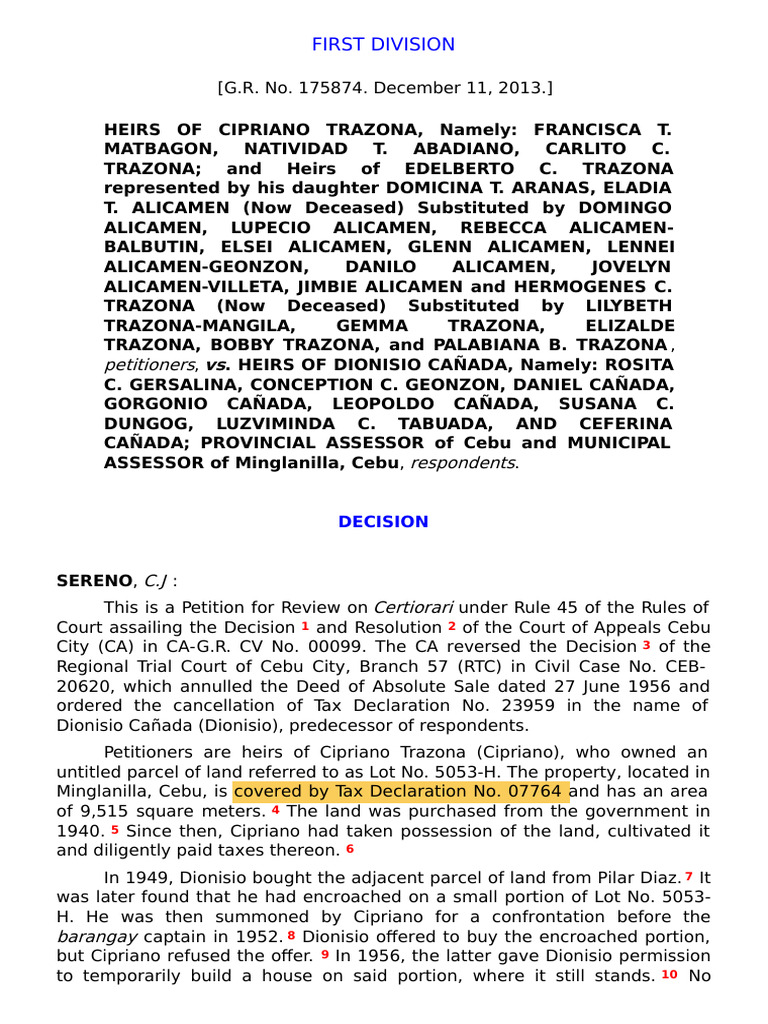 Heirs of Trazona v. Heirs of Cañada | PDF | Signature | Appellate Court