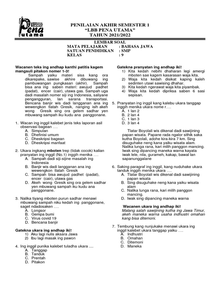 Pas 1 - Bahasa Jawa | PDF