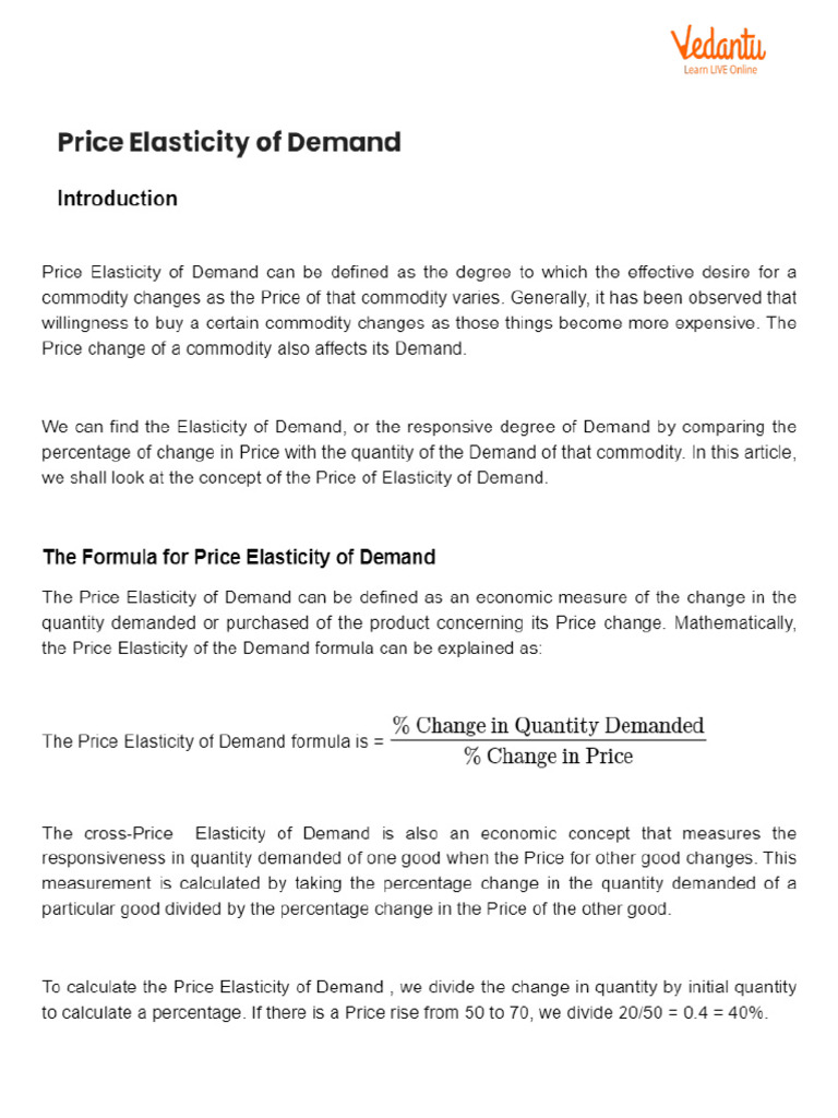 Price Elasticity of Demand | PDF