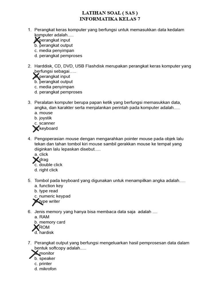 Latihan Soal Sas 7 Tik | PDF