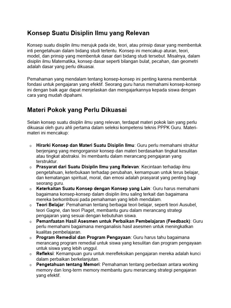 Konsep Suatu Disiplin Ilmu Yang Relevan | PDF