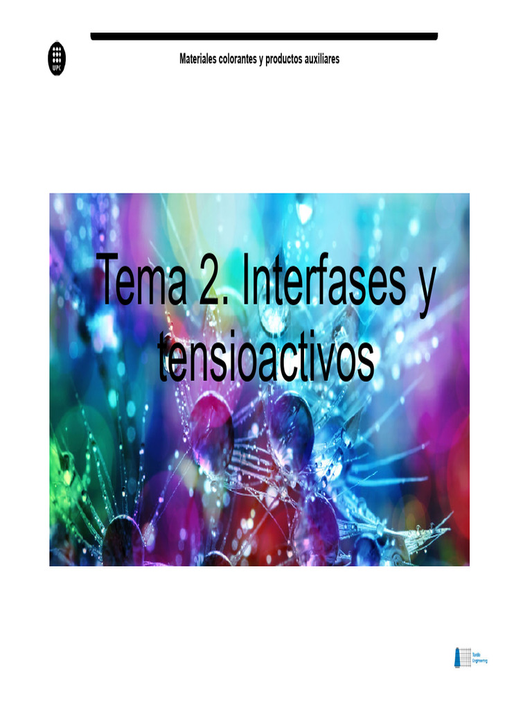 Tema 2. Interfases y Tensoactivos | PDF | Tensioactivo | Fase (materia)
