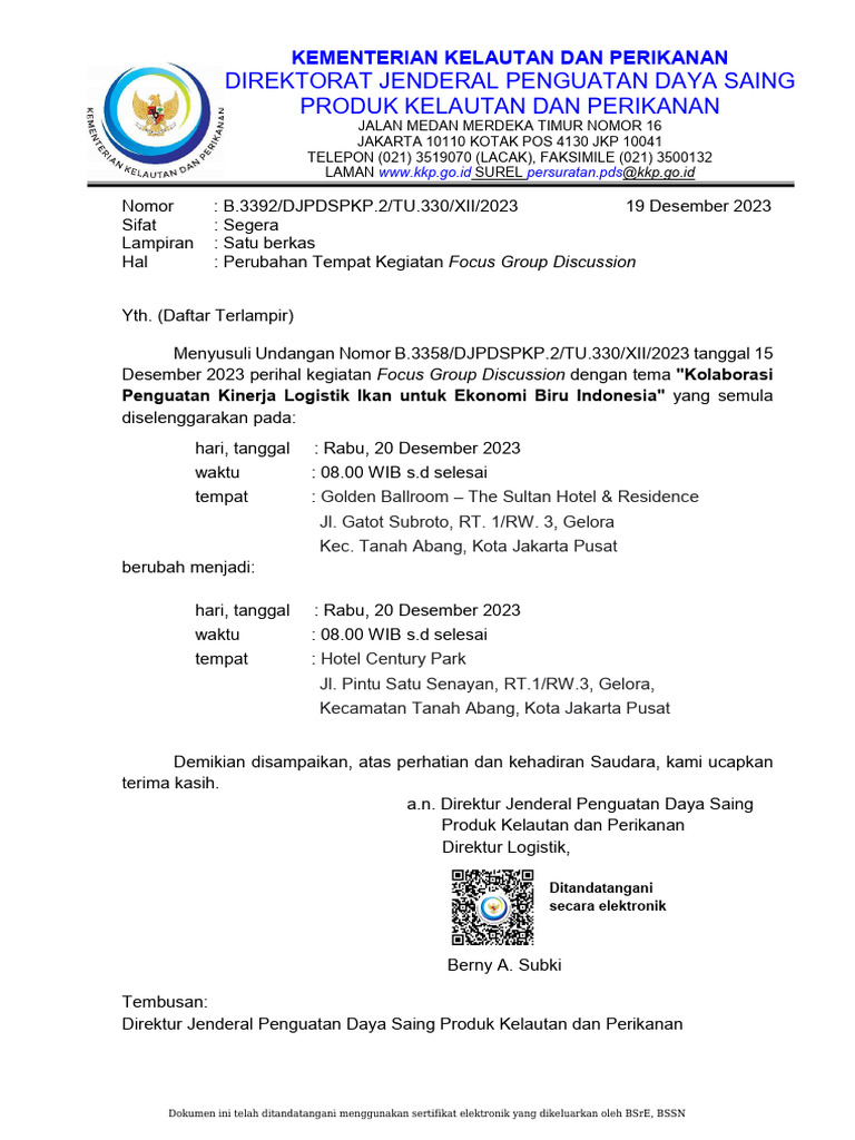 Surat Perubahan Tempat | PDF