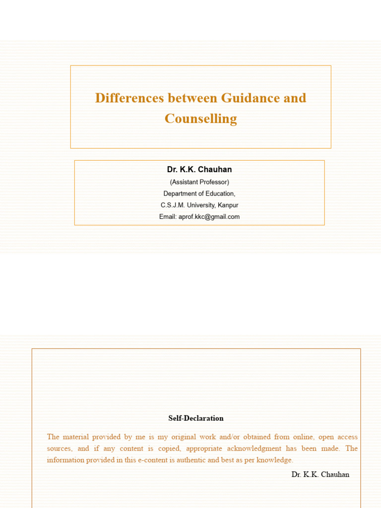 Guidance vs. Counseling Explained | PDF | Psychotherapy | School Counselor