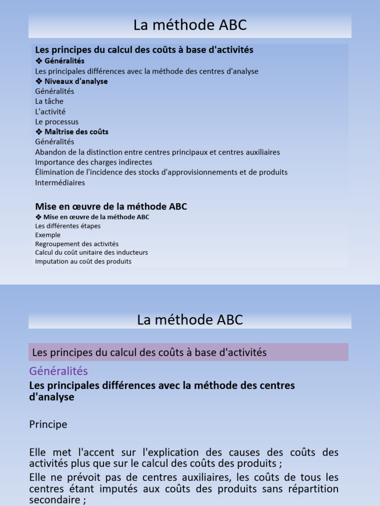 Méthode ABC : Calcul des Coûts Activités | PDF | Comptabilité