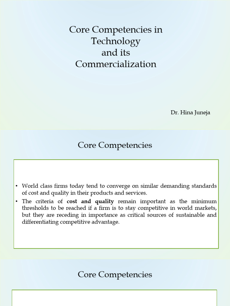 Core Competencies in Technology & Its Commercialization 15 | PDF ...